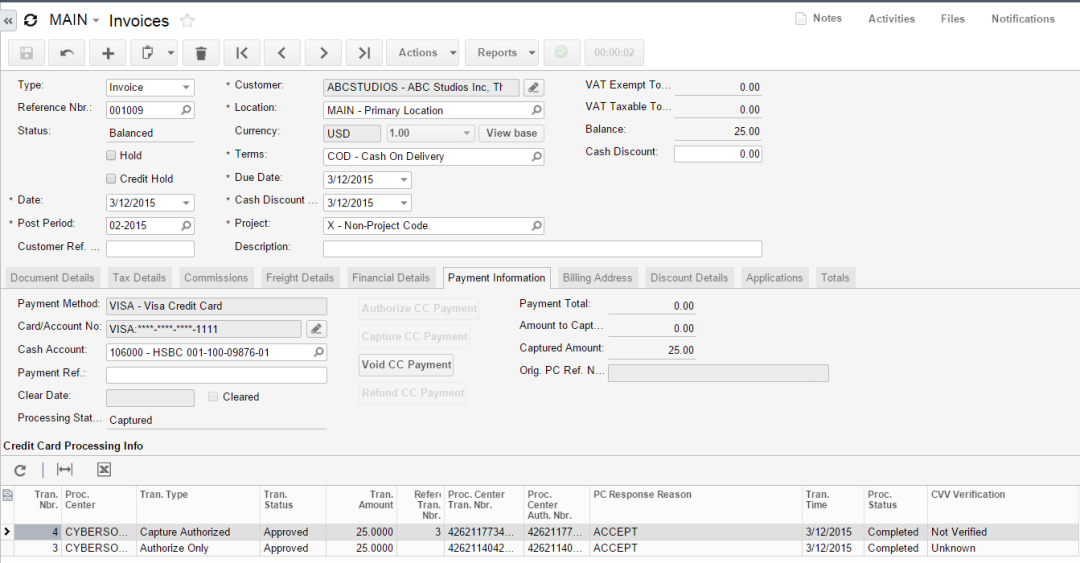 AcumaticaSalesInvoiceCaptureCybersource2 - ICAN Cloud Apps